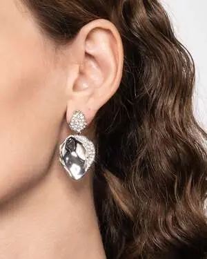 Alexis Bittar Crystal Petal Front Back Earrings - Silver