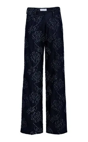 Silvia Tcherassi Ulla Cotton-blend Straight Leg Pants - Navy