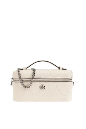Tory Burch Charlie Quilted Leather Vanity Case - Cream