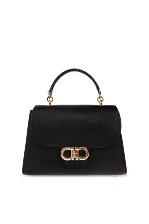 FERRAGAMO Double Gancini" Bag - Black