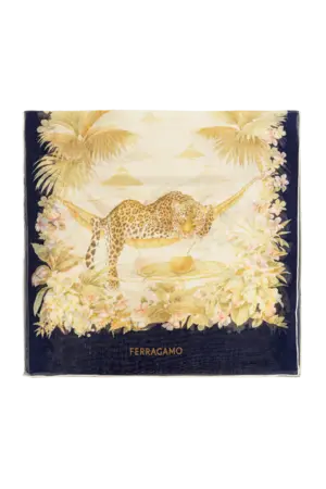 FERRAGAMO Silk Scarf With Floral Motif - Yellow