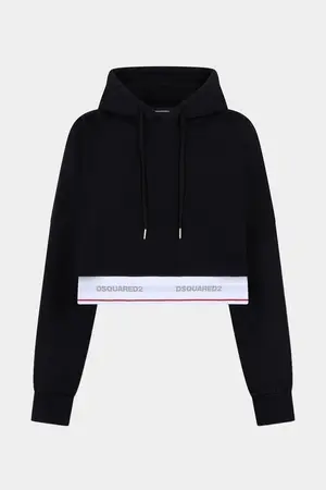 Dsquared2 Cropped Logo Hoodie - Black