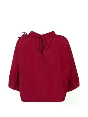 Liviana Conti Floral Appliqué And Bow Detail Blouse - Red