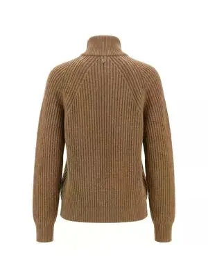 DONDUP Ribbed-knit Asymmetric-zip Cardigan - Brown