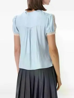 SELF-PORTRAIT Lace-trim Ruffled Blouse