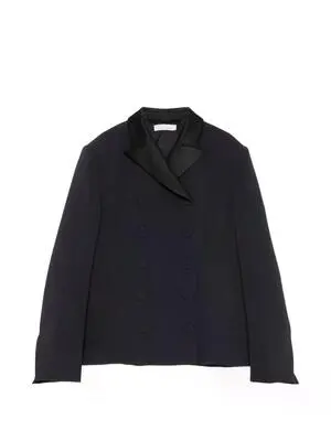 Liviana Conti Double-breasted Blazer With Satin Lapels - Black