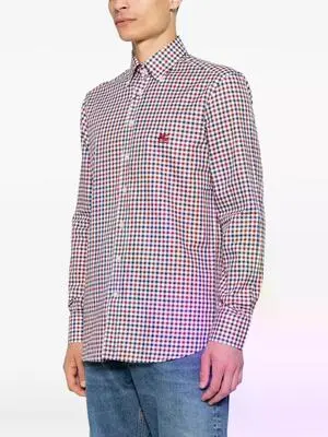 Etro Gingham-check Embroidered-logo Shirt