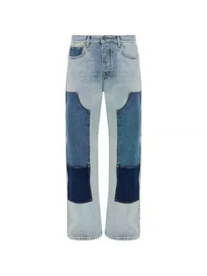 Off-White Patchwork Straight-leg Jeans - Blue