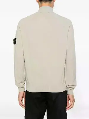Stone Island Logo-patch Zip-neck Sweater - Neutrals