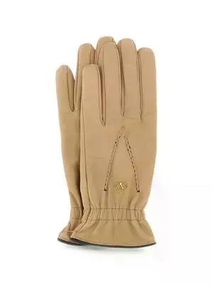 Valentino Garavani Vlogo Leather Gloves - Neutrals
