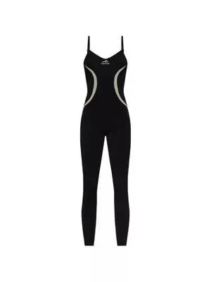 Balenciaga Logo-print Panelled Jumpsuit - Black