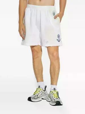 Balenciaga Tattoo Print Cotton Shorts - White