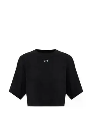 Off-White Logo-embroidered Ribbed T-shirt - Black