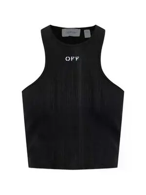 Off-White Ribbed Sleeveless Top - Black
