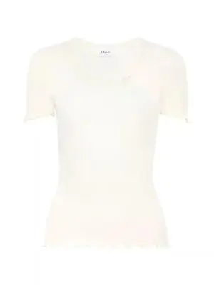 Chloé Lace-trim Ribbed Knit Top - Neutrals