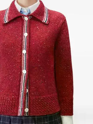 Thom Browne Hector Pointelle-knit Cardigan - Red