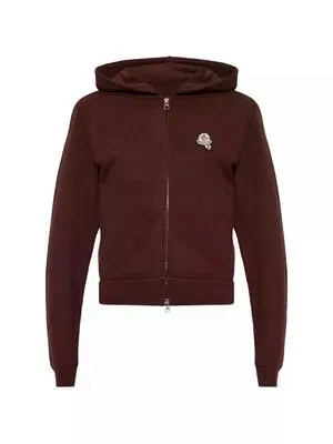 Moncler Logo-patch Zip-up Hoodie - Brown