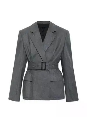 LANVIN Belted Virgin-wool Blazer - Grey