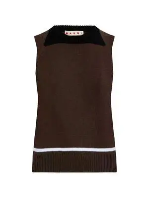 Marni Logo-embroidered Knitted Top - Brown