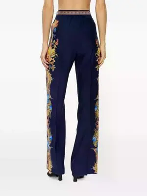 Etro Floral Print Silk Trousers