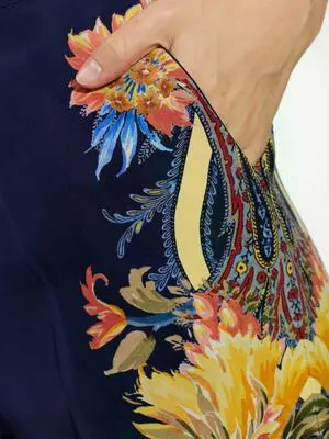 Etro Floral Print Silk Trousers