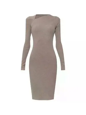 MAISON MARGIELA Asymmetric-neck Ribbed-knit Dress - Neutrals