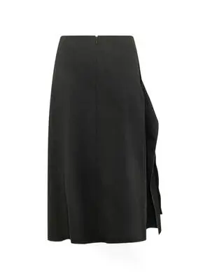 LANVIN Draped-effect Wool Midi Skirt