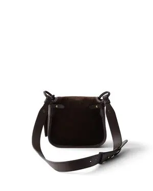 Prada Corduroy And Leather Mini Shoulder Bag - Brown