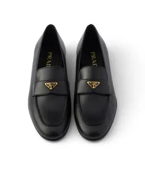 Prada Leather Loafers With Enameled Triangle Logo