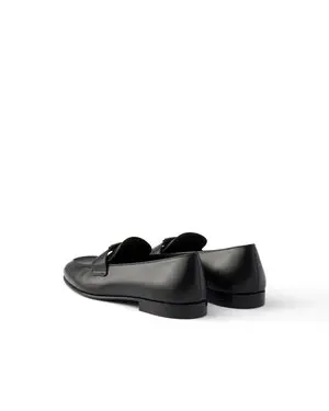 Prada Leather Loafers With Enameled Triangle Logo