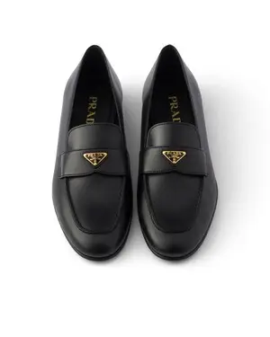 Prada Leather Loafers With Enameled Triangle Logo