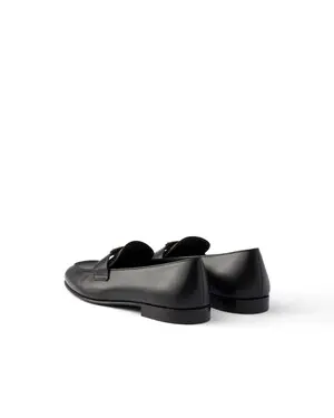 Prada Leather Loafers With Enameled Triangle Logo