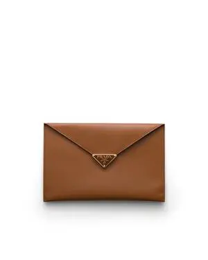 Prada Saffiano Leather Envelope Clutch - Brown