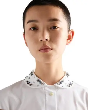 Prada Embroidered Poplin Mini-dress