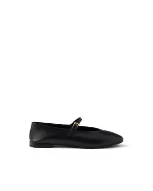 Prada Leather Ballerinas With Logo-engraved Buckle