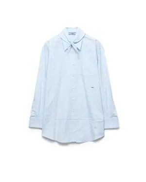 Prada Poplin Shirt With Detachable Scarf - Light Blue