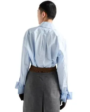 Prada Poplin Shirt With Detachable Scarf - Light Blue