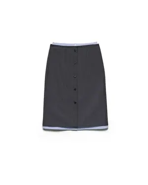 Prada Light Mohair And Chambray Skirt - Grey
