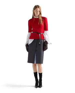 Prada Light Mohair And Chambray Skirt