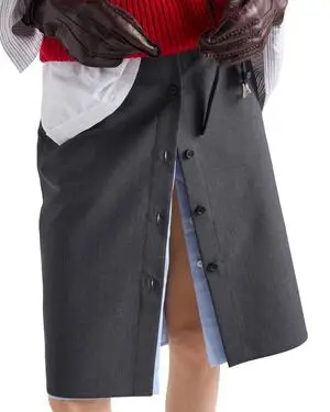 Prada Light Mohair And Chambray Skirt