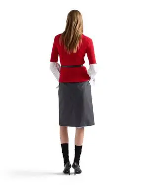 Prada Light Mohair And Chambray Skirt