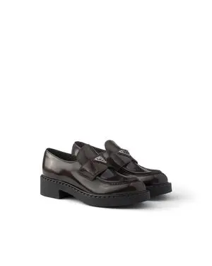 Prada Chocolate Brushed Leather Loafers