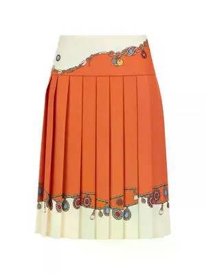 Versace Stolen Jewels Silk Midi Skirt - Orange