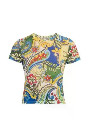 Alice + Olivia Tess Paisley-print T-shirt - Yellow