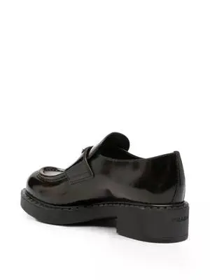 Prada Chocolate Brushed Leather Loafers - Brown