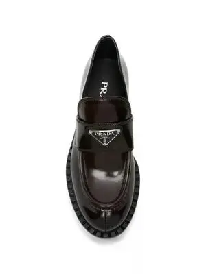 Prada Chocolate Brushed Leather Loafers - Brown