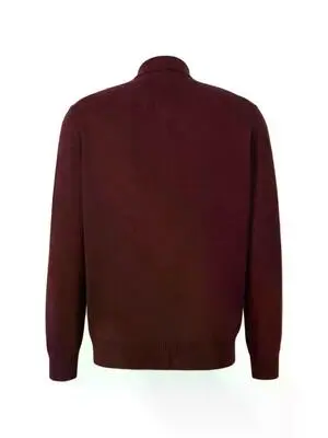 Canali Long-sleeve Polo Sweater - Red