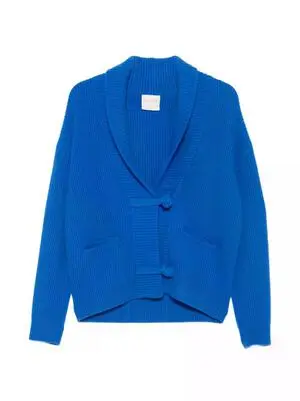 FORTE_FORTE Long-sleeve Ribbed-knit Cardigan - Blue