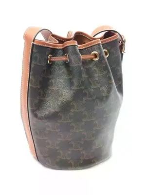 Celine Celine Small Triomphe Drawstring Bucket Bag Black