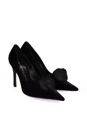 Roberto Festa Rose-detail Pointed-toe Pumps - Black